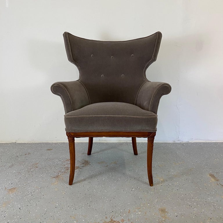 Dramatic Antique Wingback Armchairs, a Pair For Sale at 1stDibs