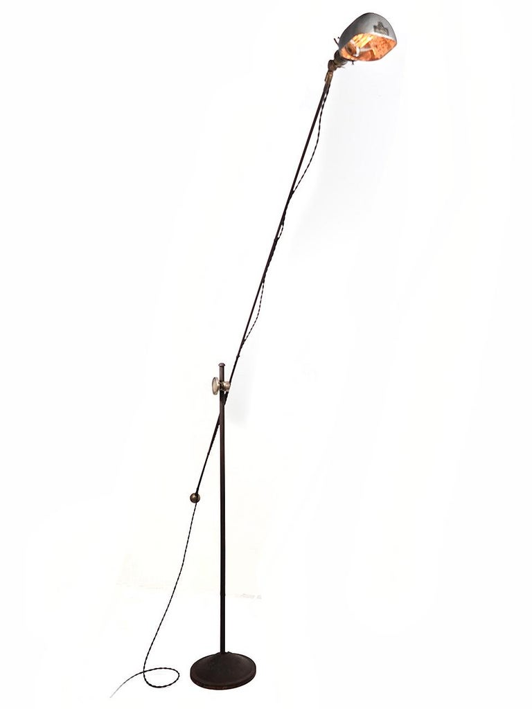 Dramatic Articulated Long Arm Floor Lamp For Sale at 1stDibs