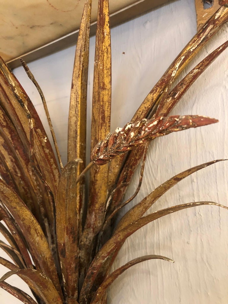 Dramatic Floating Italian Gilt Metal and Marble Pair of Demilune Side ...