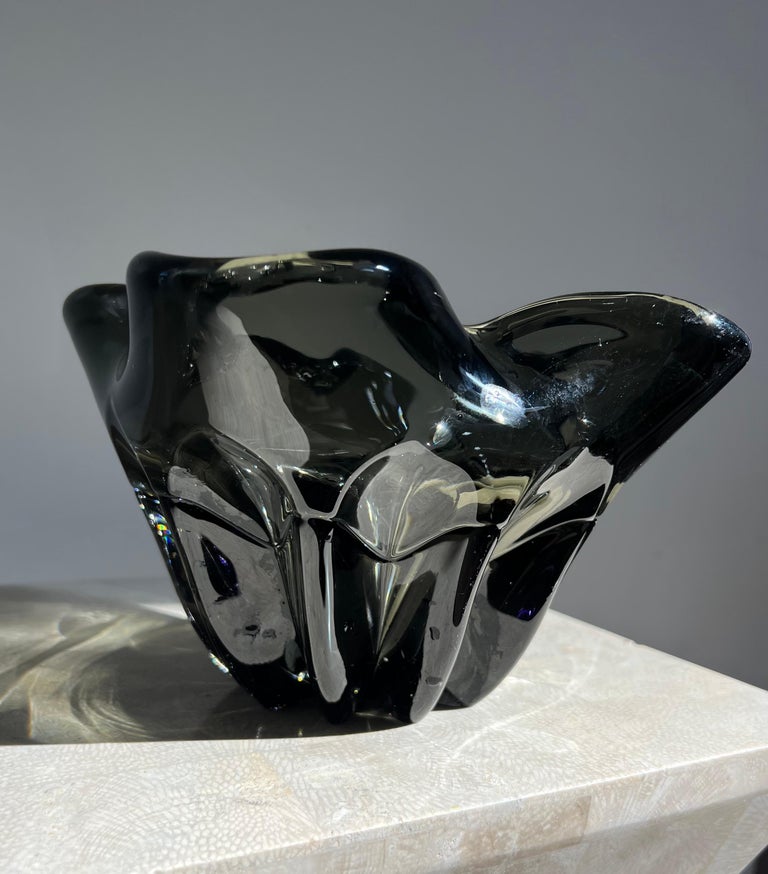 Dramatic Hand Blown Art Glass Vessel in Amethyst, 20th Century at 1stDibs