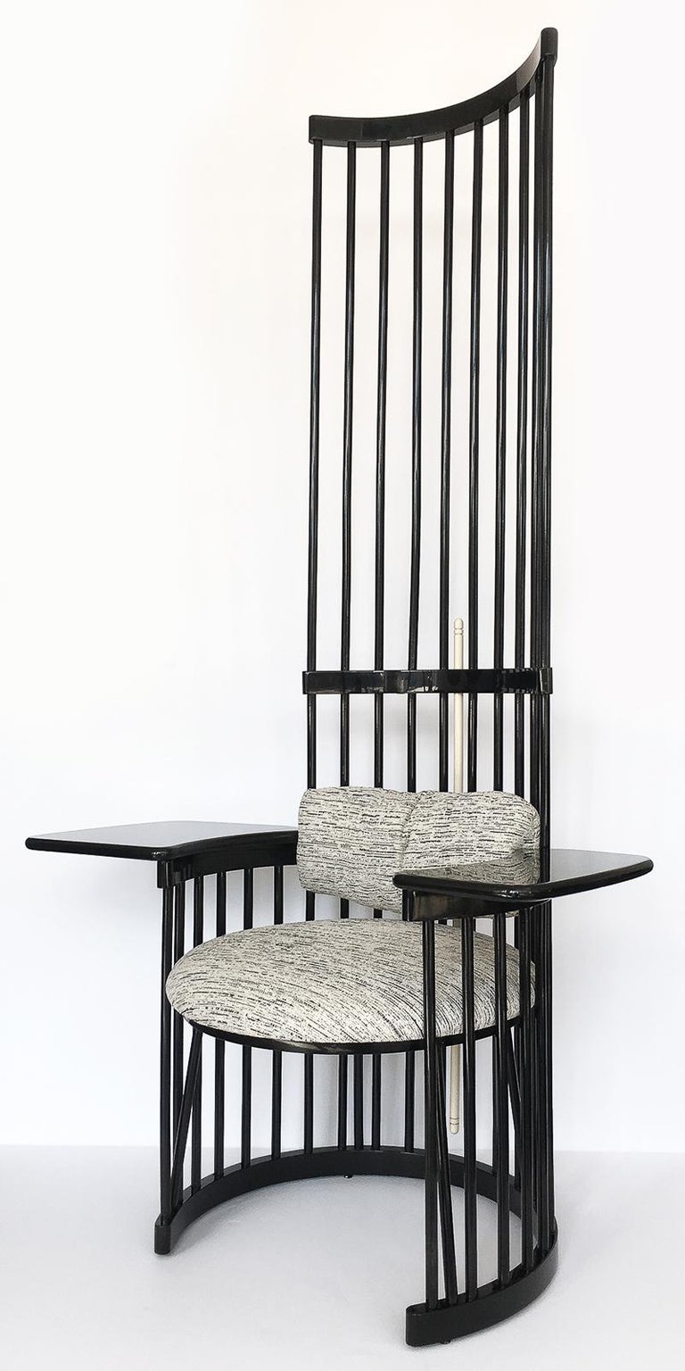 Dramatic High Back Black Lacquered Spindle Writing Chair at 1stDibs ...