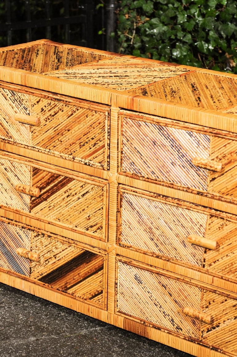 Dramatic Restored Cane and Chevron Bamboo Commode, Philippines, circa ...