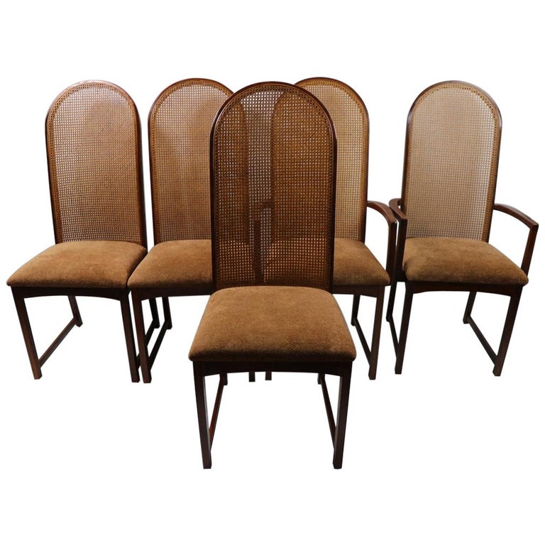 Dramatic Set of 5 High Back Dining Chairs at 1stDibs