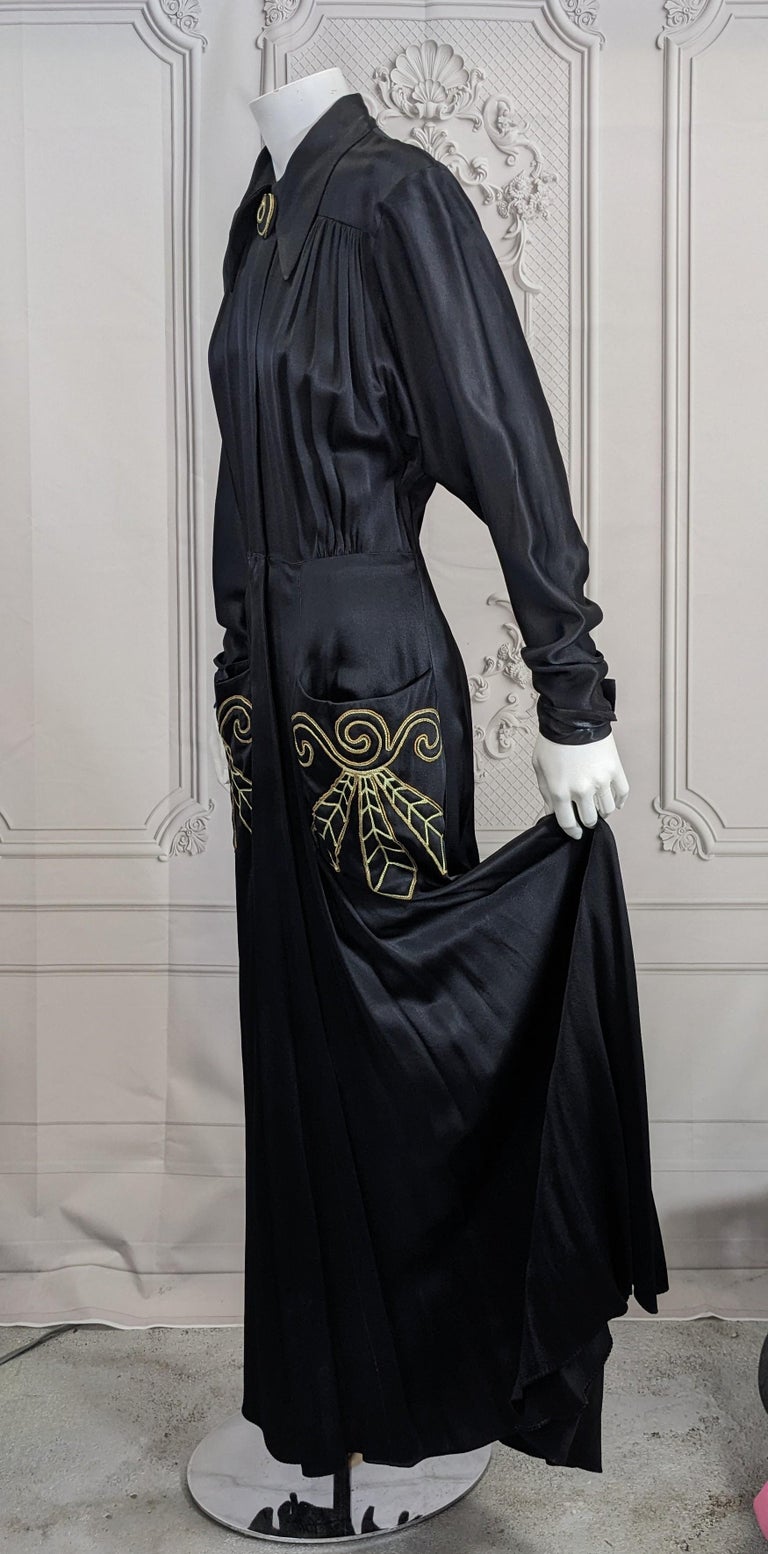 Dramatic Silk Satin Embroidered Dressing Gown For Sale at 1stDibs