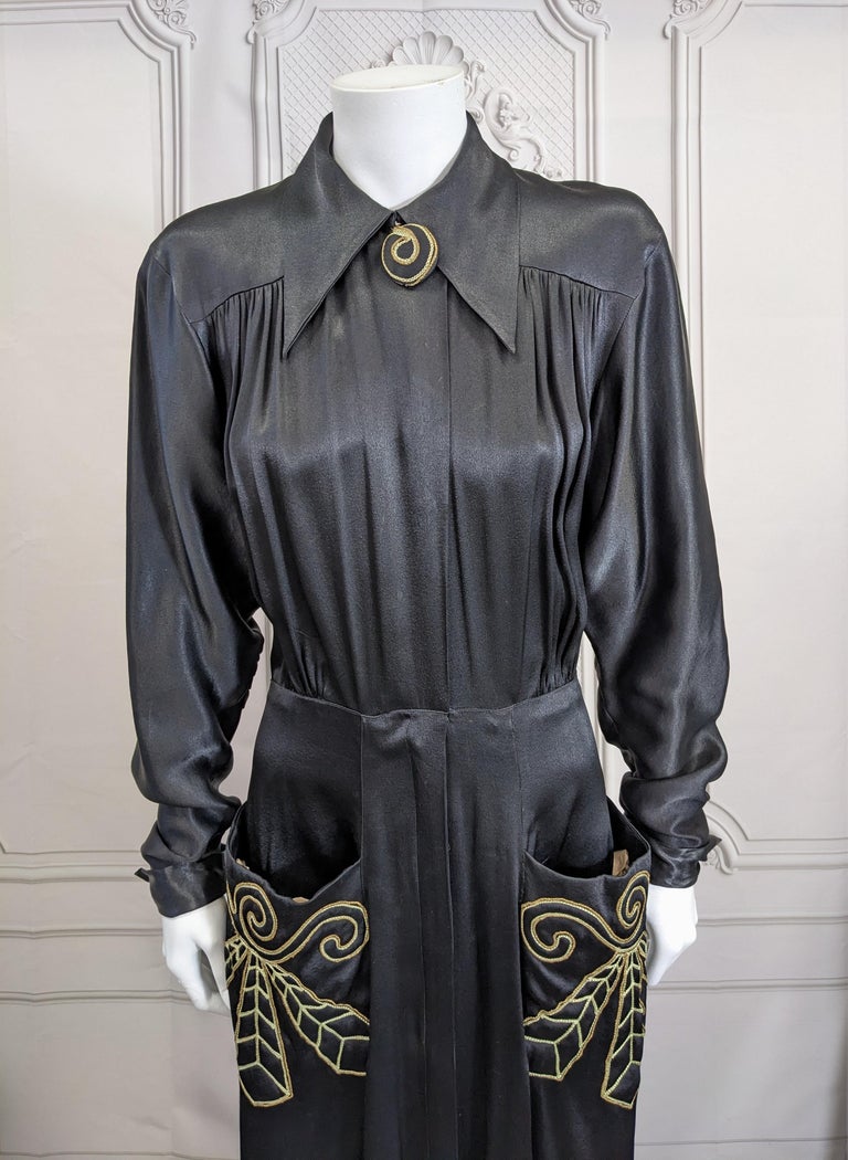 Dramatic Silk Satin Embroidered Dressing Gown For Sale at 1stDibs