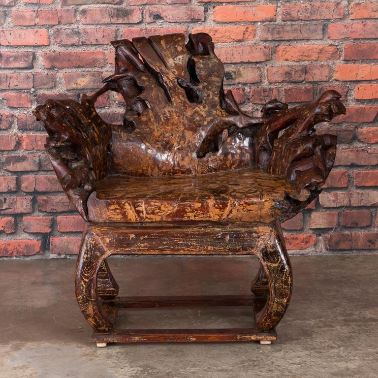 Dramatic Vintage Root Wood Chair with Live Edge at 1stDibs