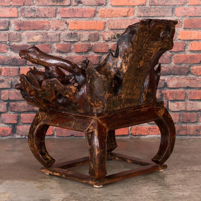 Dramatic Vintage Root Wood Chair with Live Edge at 1stDibs