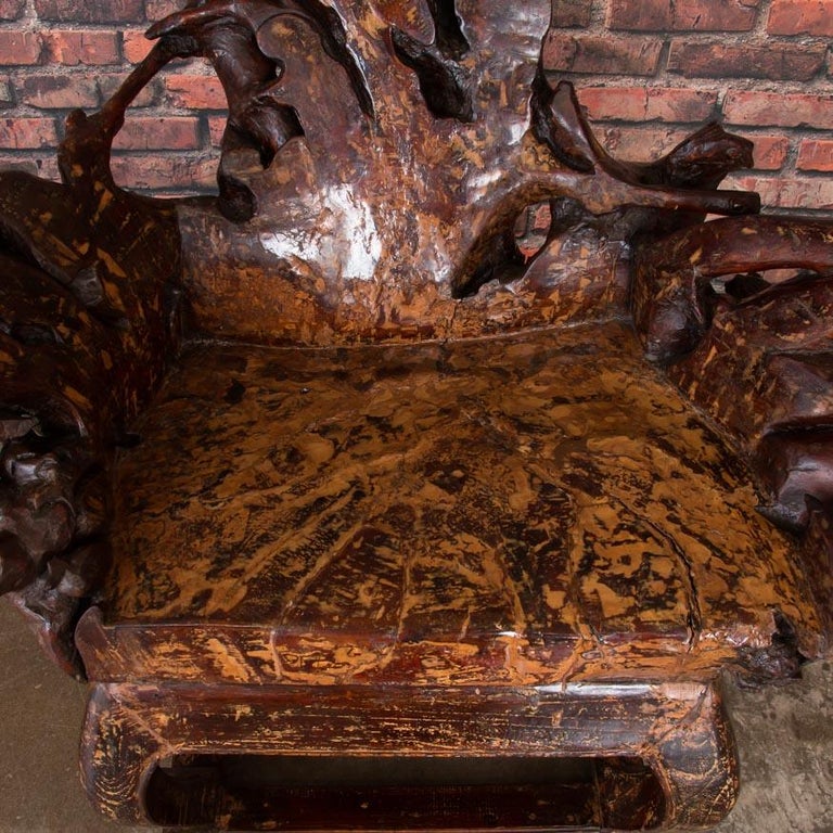 Dramatic Vintage Root Wood Chair with Live Edge at 1stDibs