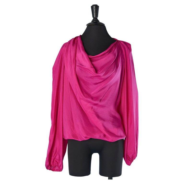 Drape top in fushia silk Lanvin by Alber Elbaz For Sale at 1stDibs