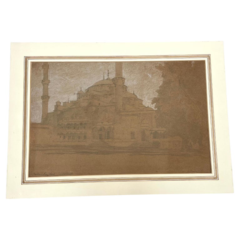 Drawing "Constantinople Mosque" by a. Pasini, circa 1860 For Sale at ...