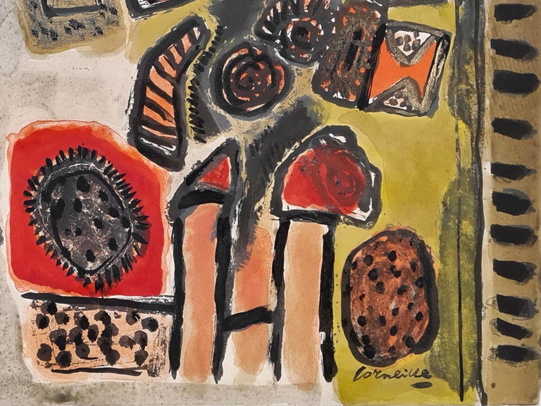 Drawing on Paper by Corneille Guillaume Beverloo, Abstract Composition ...