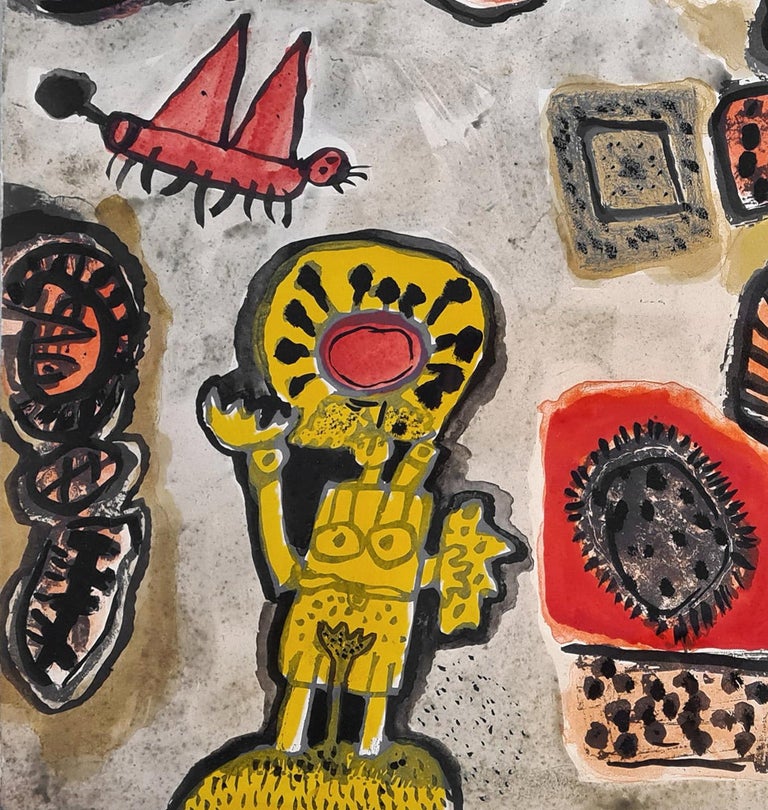 Drawing on Paper by Corneille Guillaume Beverloo, Abstract Composition ...