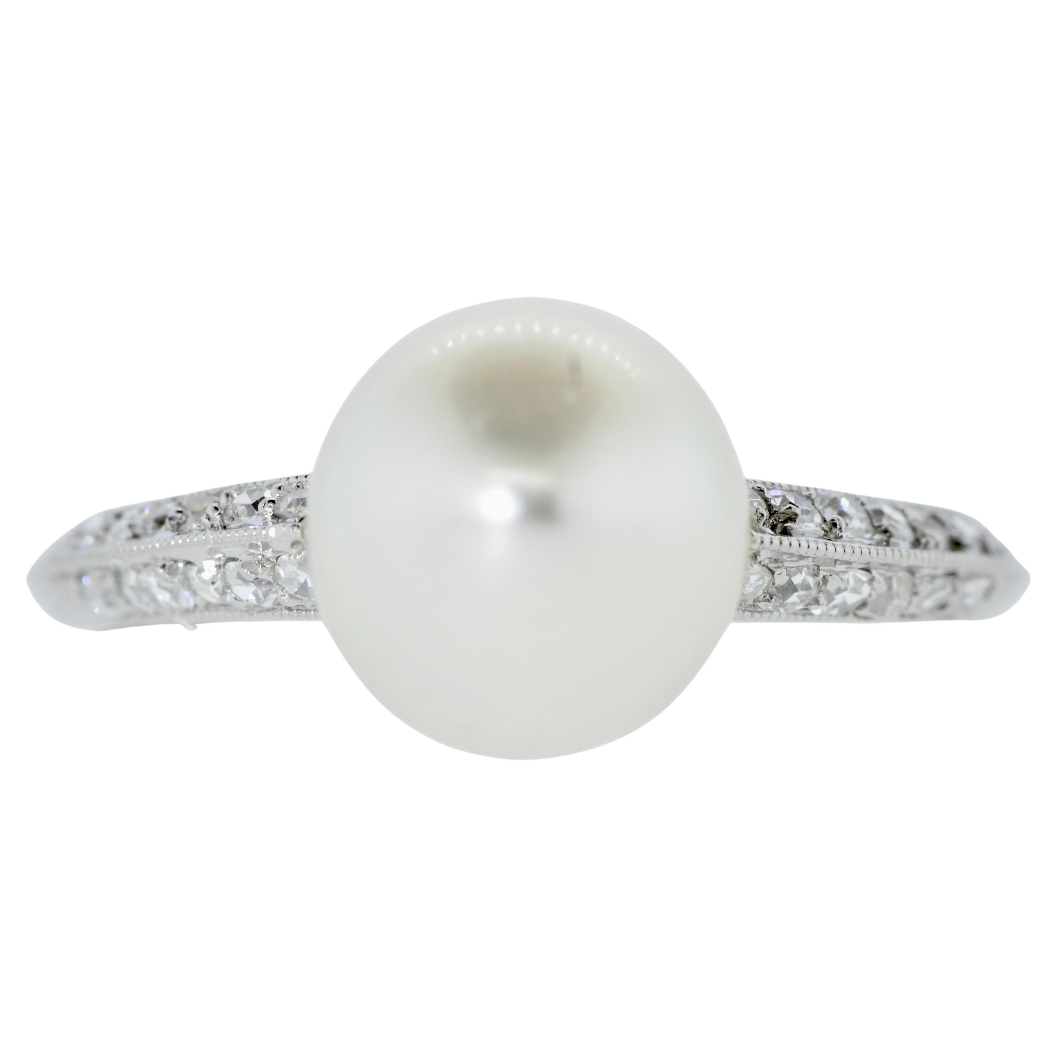 Dreicer and Co. Antique Natural Pearl and Diamond platinum Ring, c ...