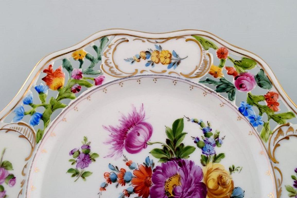 Dresden, Germany, Antique Plate in Openwork Porcelain with Hand-Painted ...