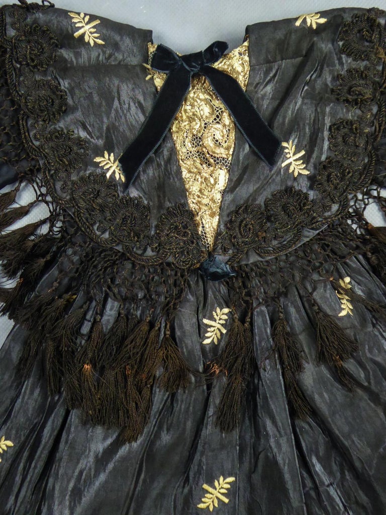 Dress for Doll or Young Girl in Embroidered Moiré Silk - Victorian ...