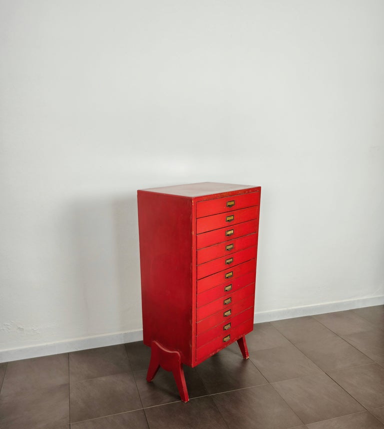 Dresser Chest of Drawer Wood Brass Luigi Radice Midcentury Italian ...