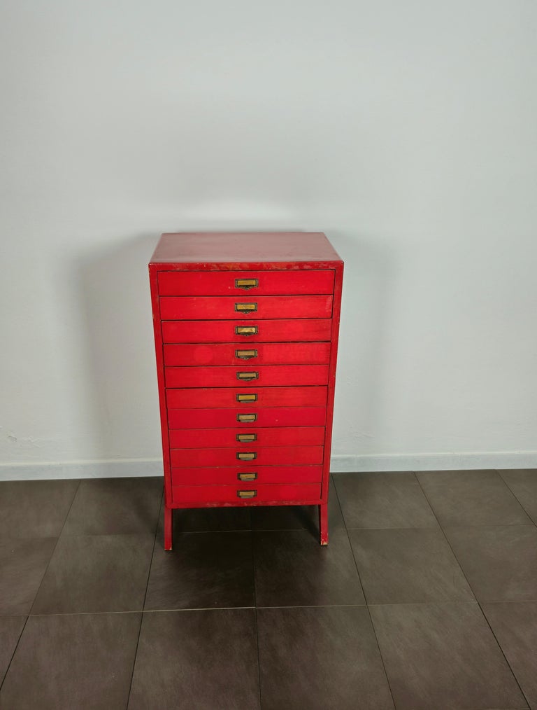 Dresser Chest of Drawer Wood Brass Luigi Radice Midcentury Italian ...