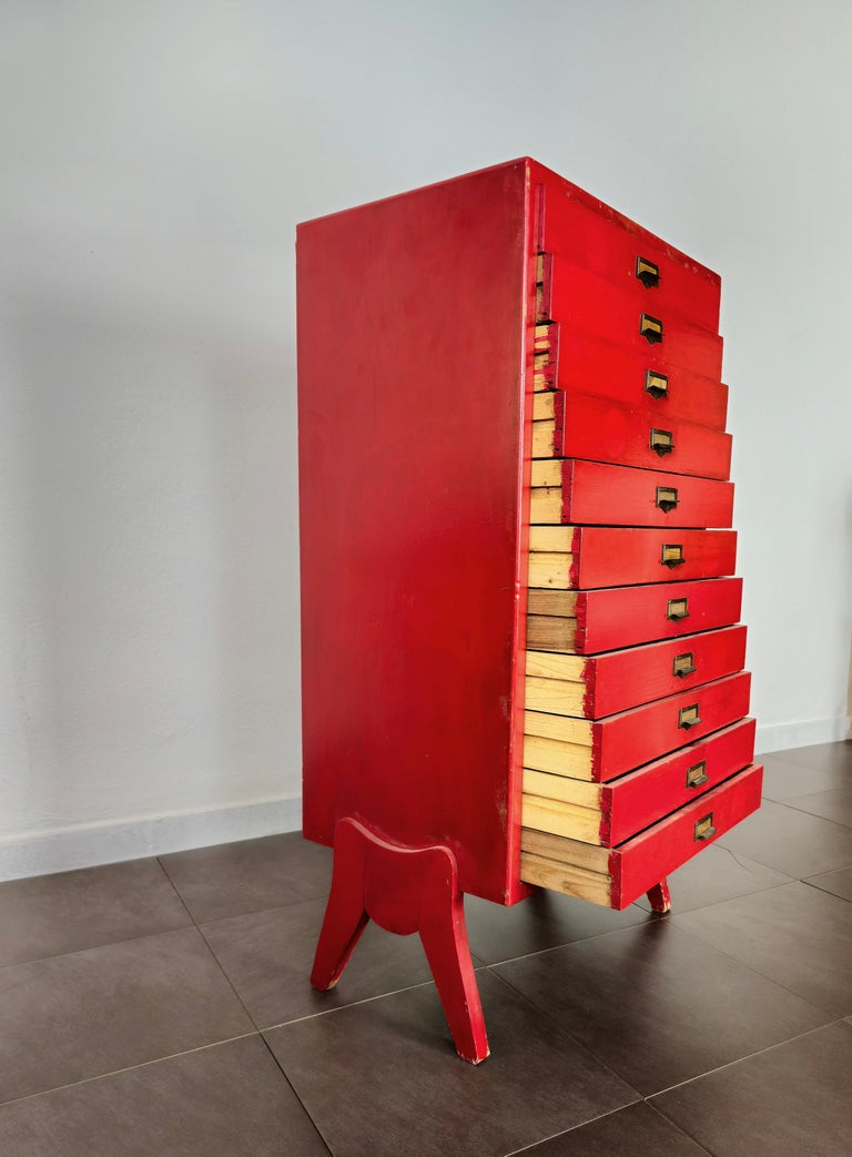 Dresser Chest of Drawer Wood Brass Luigi Radice Midcentury Italian ...