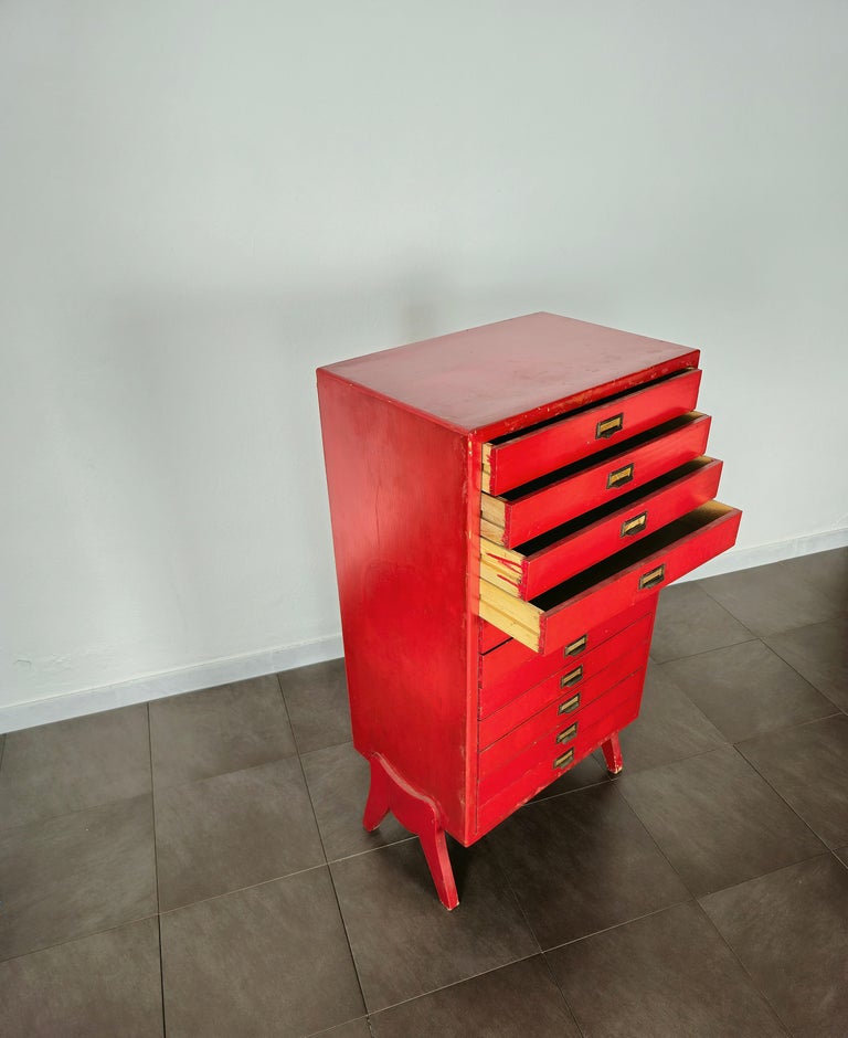 Dresser Chest of Drawer Wood Brass Luigi Radice Midcentury Italian ...