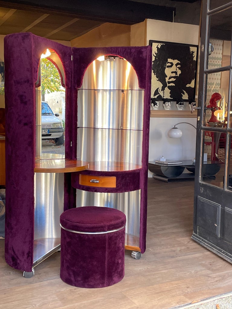 Dressing Table, Vanitie 60-70 Pop in Faux Fur Purple Mid-Century Light ...