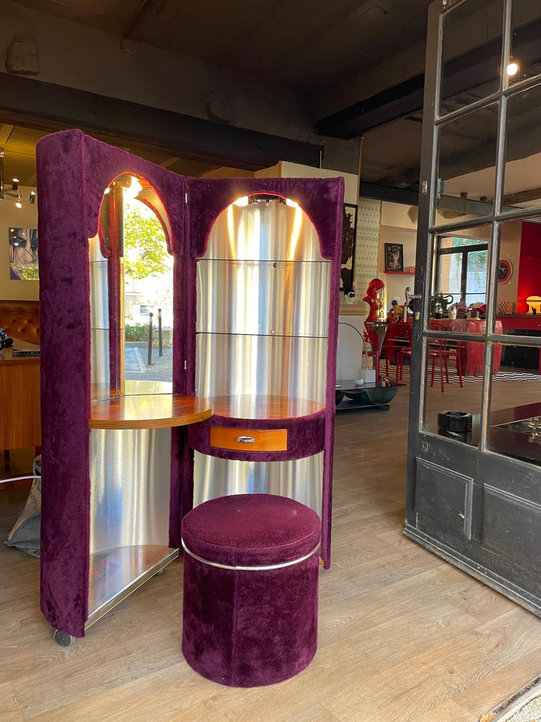 Dressing Table, Vanitie 60-70 Pop in Faux Fur Purple Mid-Century Light ...