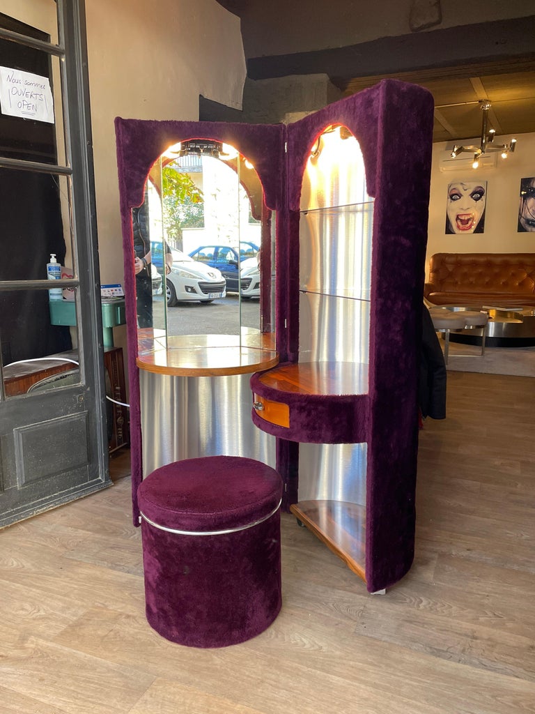 Dressing Table, Vanitie 60-70 Pop in Faux Fur Purple Mid-Century Light ...