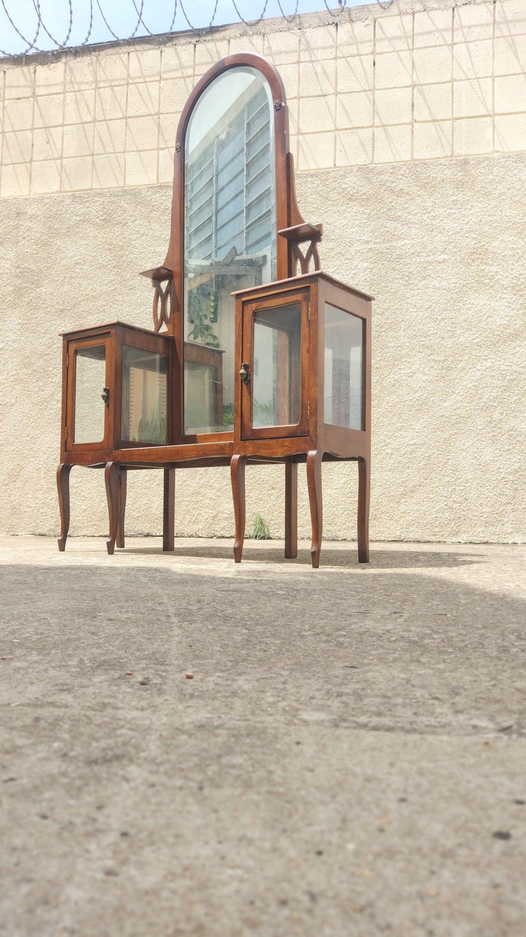 Dressing Table with Beveled Mirror in Brazilian Walnut, 40s at 1stDibs