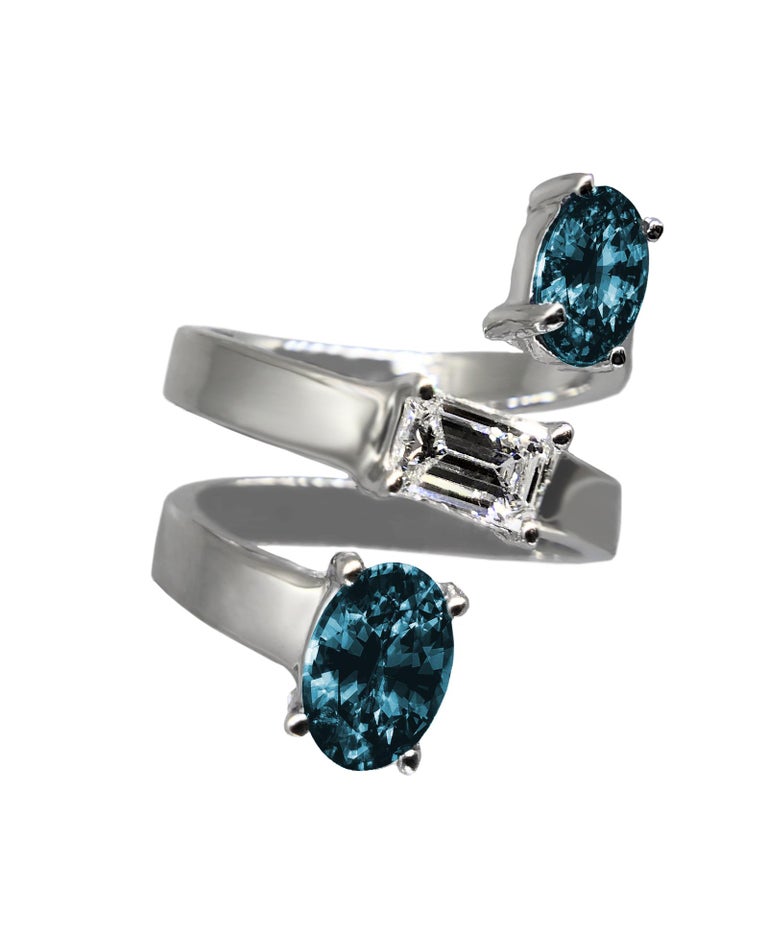 Drew Pietrafesa White Gold Diamond and London Blue Topaz Snake Ring For ...