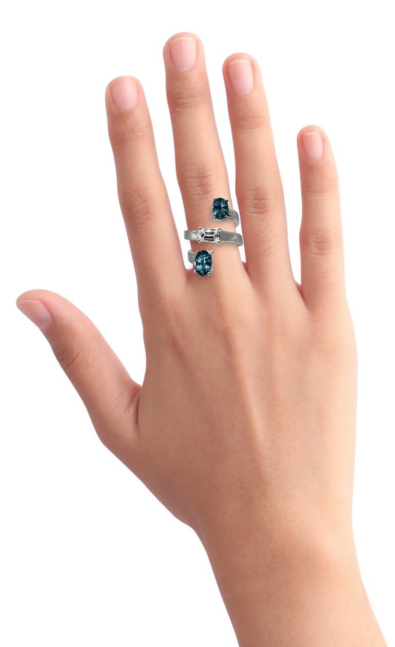 Drew Pietrafesa White Gold Diamond and London Blue Topaz Snake Ring For ...
