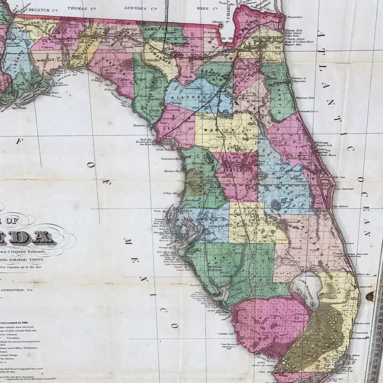Drew's New Map of the State of Florida, 1870 at 1stDibs