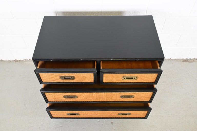 Drexel Captiva Mid-Century Modern Rattan Black Lacquered Chest of ...