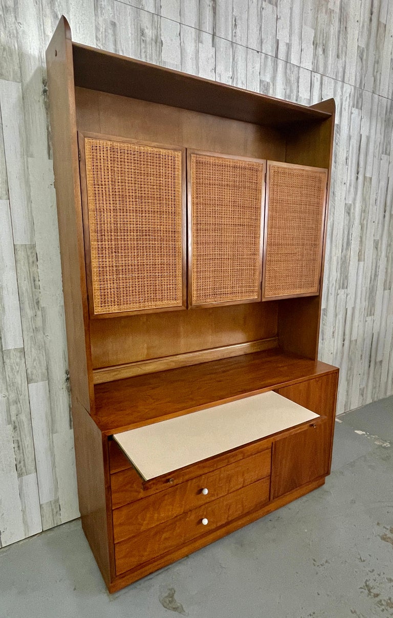 Drexel Declaration Walnut and Cane Cabinet For Sale at 1stDibs