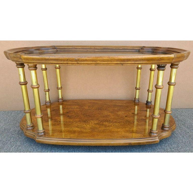 Drexel Et Cetera Rolling Burl Coffee Cocktail Table For Sale at 1stDibs