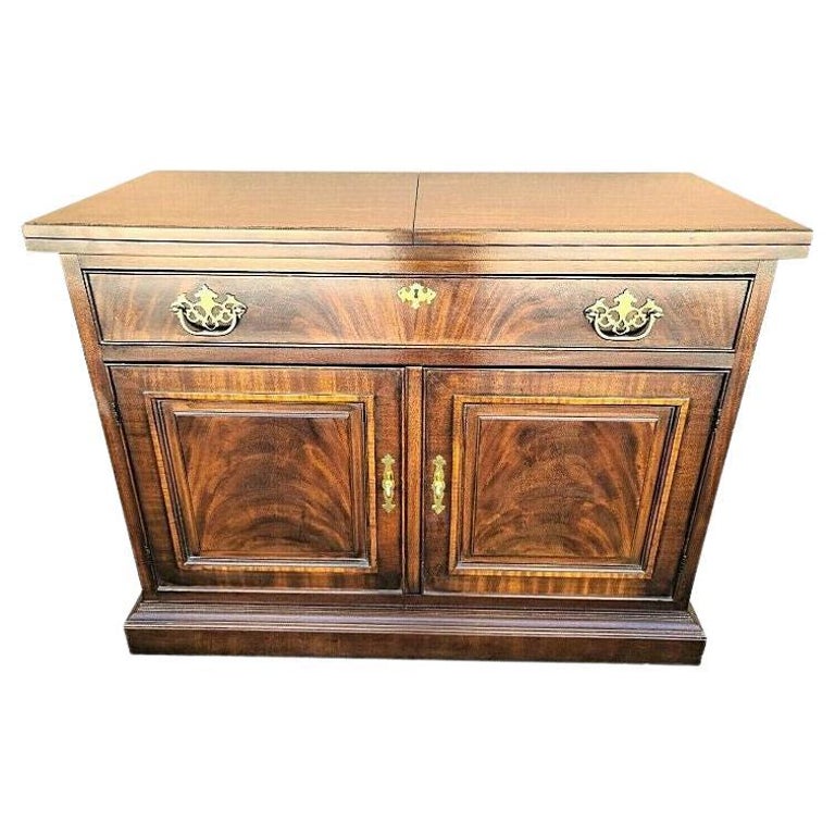 Drexel Flame Mahogany Flip Top Rolling Buffet Sideboard Dry Bar For ...