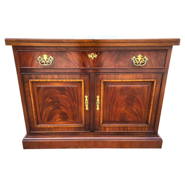 Drexel Flame Mahogany Flip Top Rolling Buffet Sideboard Dry Bar For ...