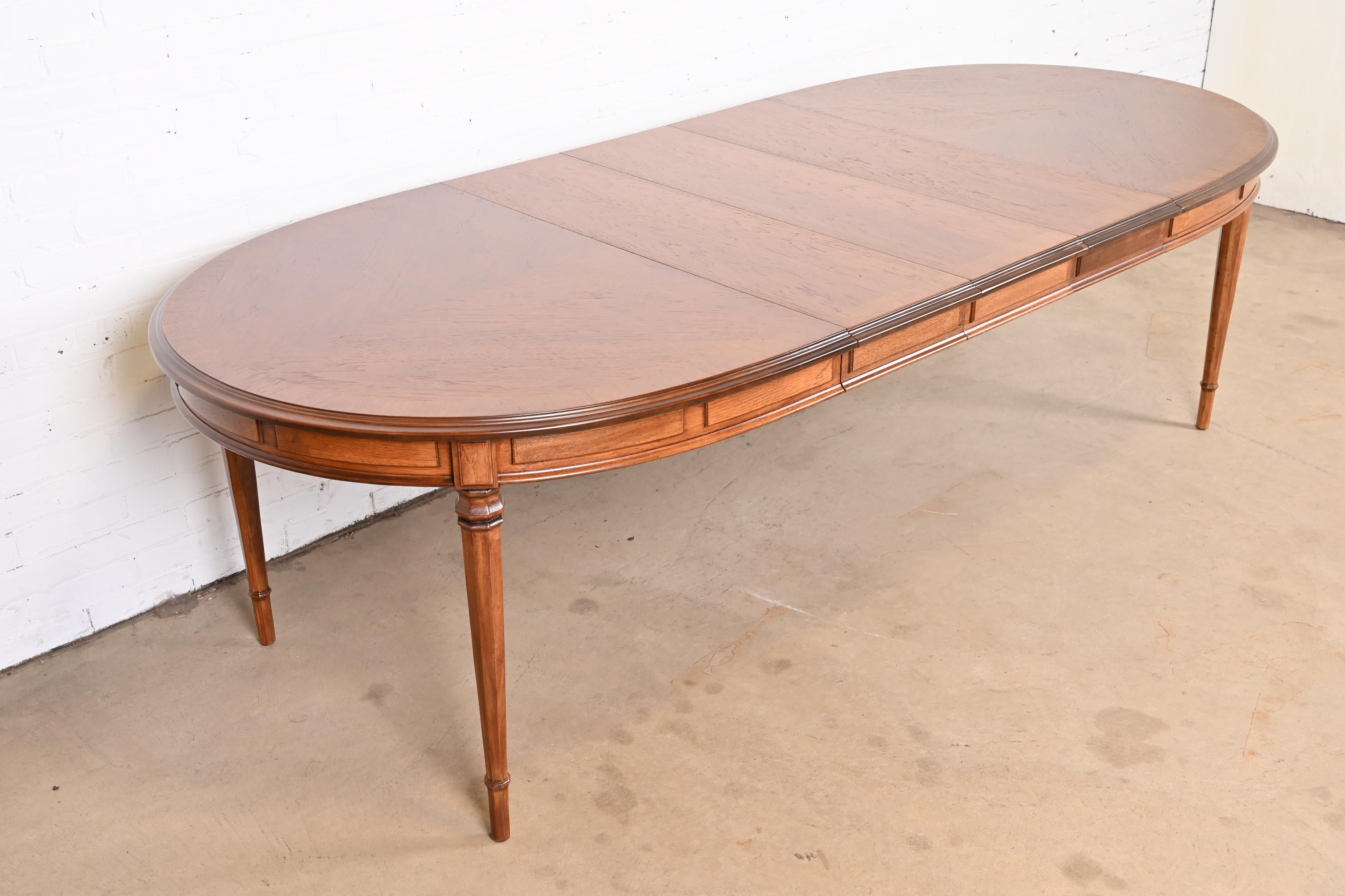 Drexel French Regency Louis XVI Walnut Extension Dining Table, Newly ...