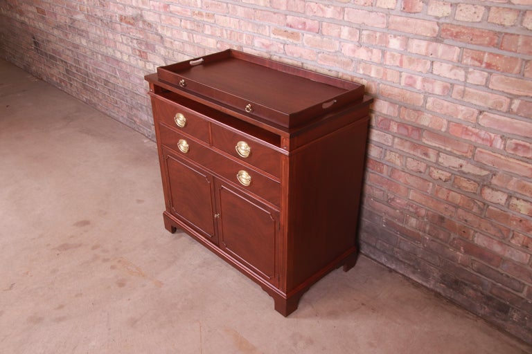 Drexel Georgian Mahogany Buffet Server or Bar Cabinet, Newly Refinished ...