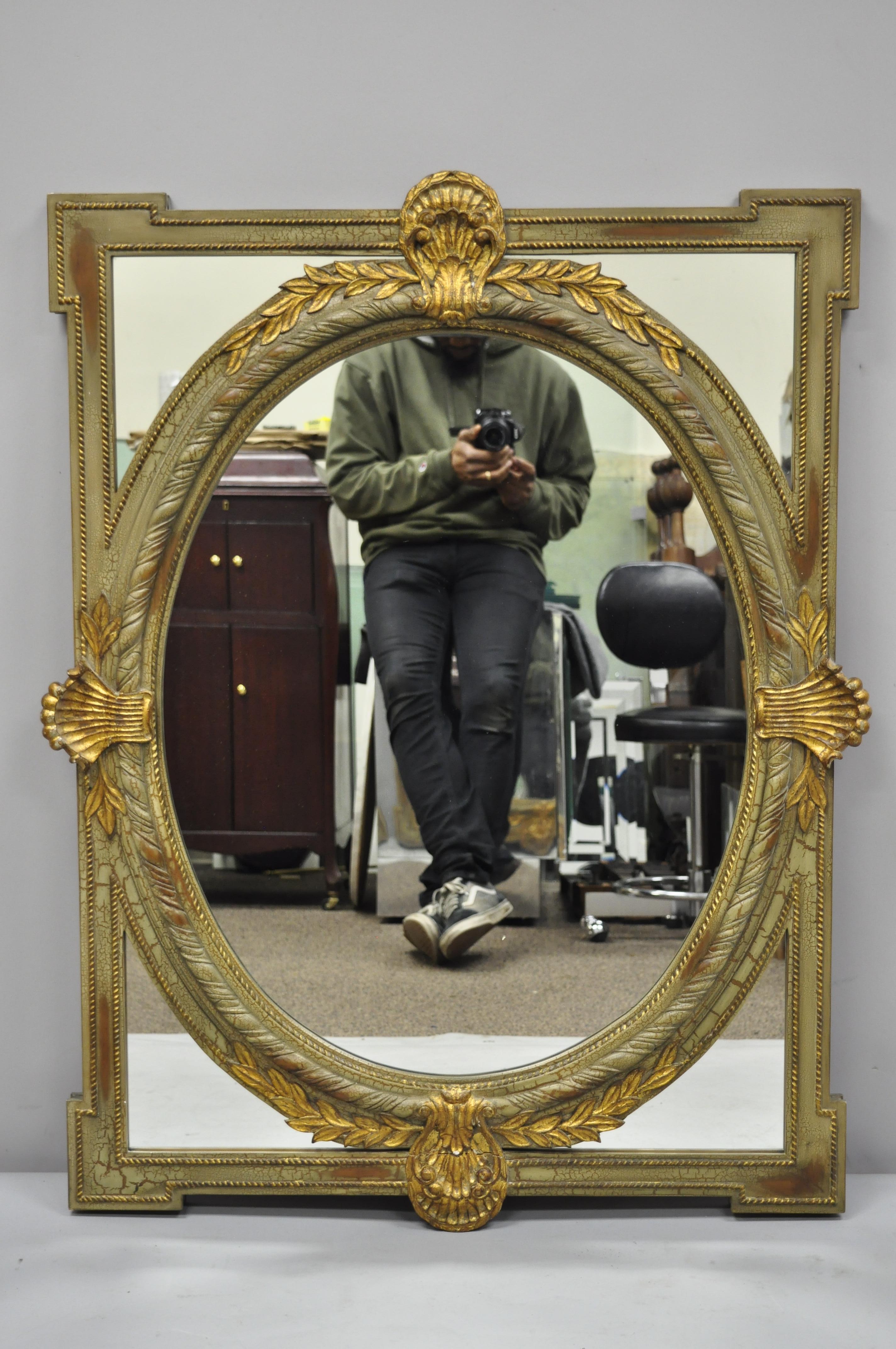 Drexel Heritage European Legacy Green and Gold Distress Painted Mirror ...