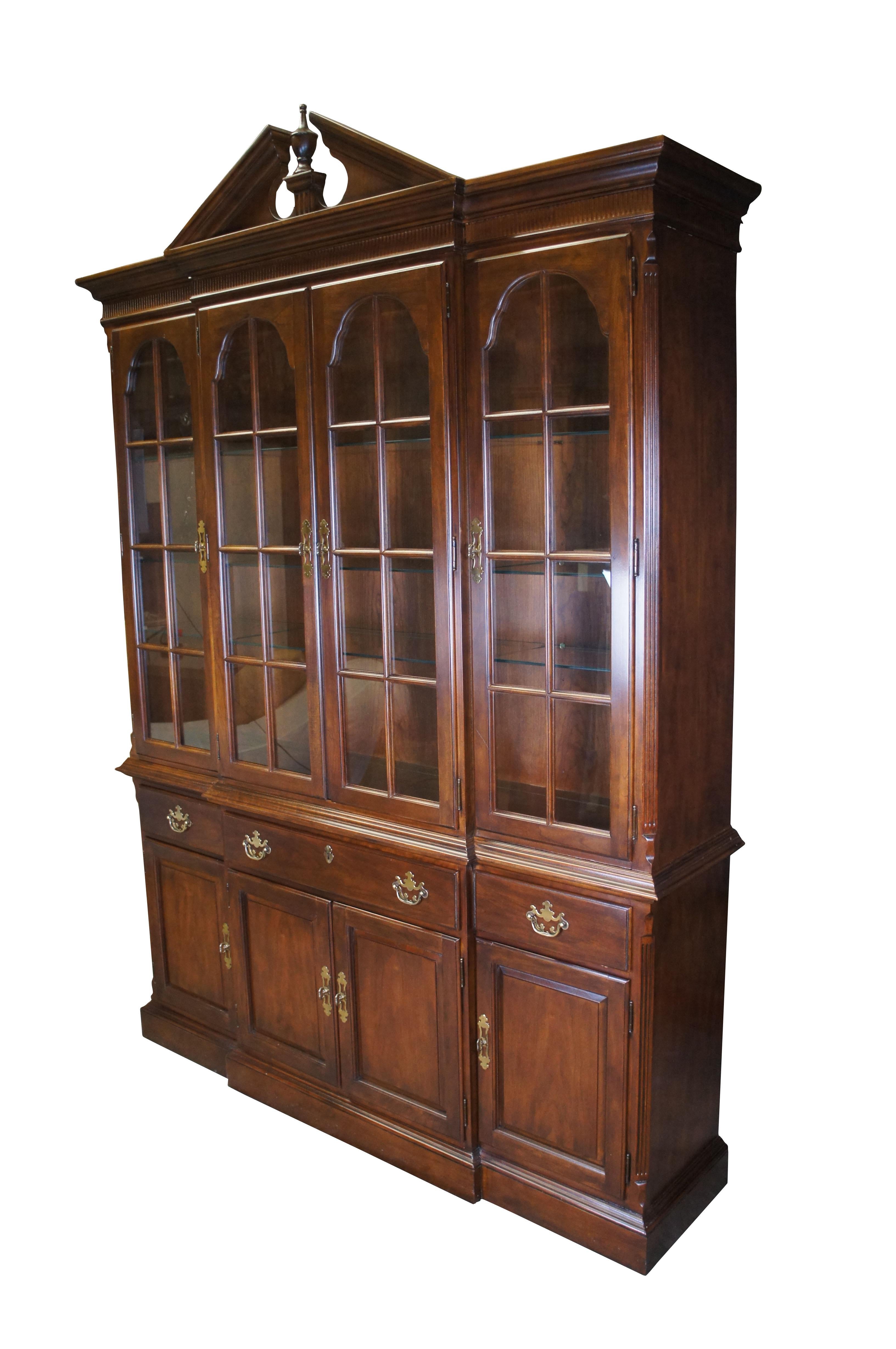 Drexel Heritage Federal Style American Cherry Breakfront China Display ...