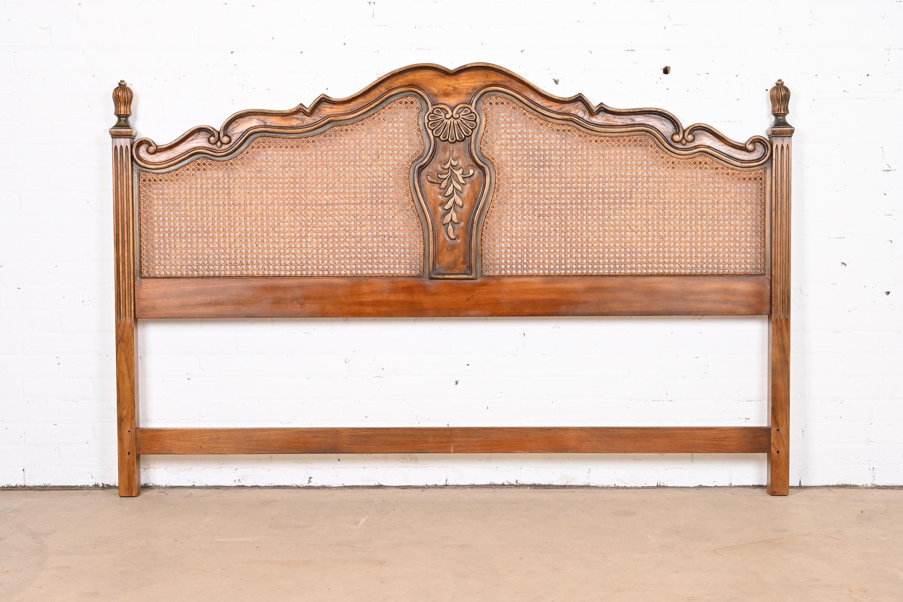 Drexel Heritage French Provincial Louis XV Walnut and Cane King Size ...