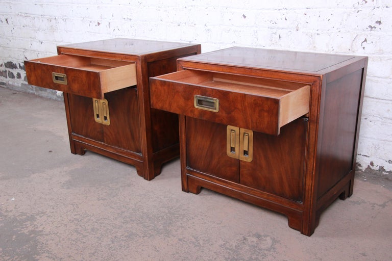 Drexel Heritage Hollywood Regency Campaign Style Burled Walnut ...