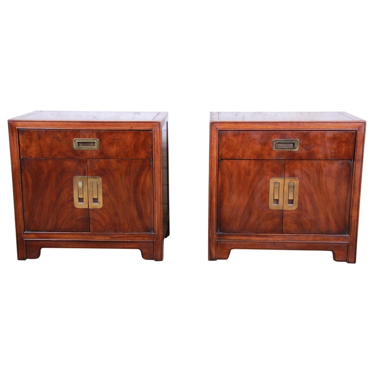 Drexel Heritage Hollywood Regency Campaign Style Burled Walnut ...