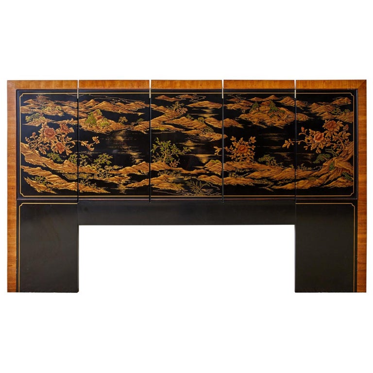 Drexel MCM Chinese Coromandel Style Screen Headboard at 1stDibs