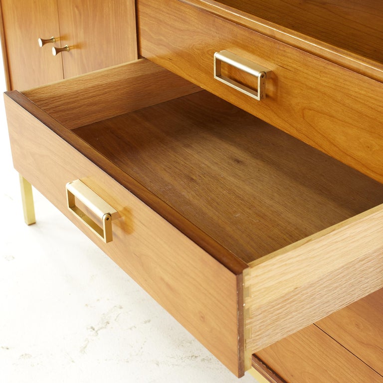 Drexel Suncoast Mid-Century Walnut, Cane and Brass Buffet For Sale at ...