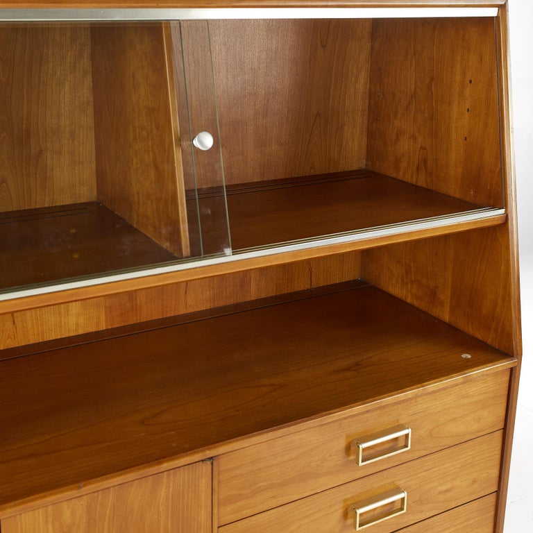Drexel Suncoast Mid-Century Walnut, Cane and Brass Buffet For Sale at ...