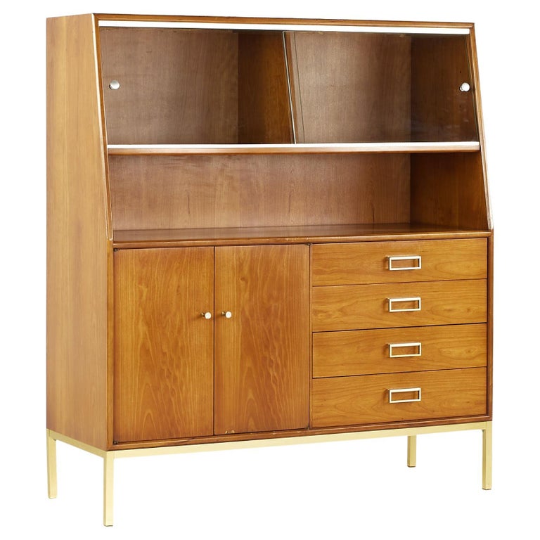Drexel Suncoast Mid-Century Walnut, Cane and Brass Buffet For Sale at ...
