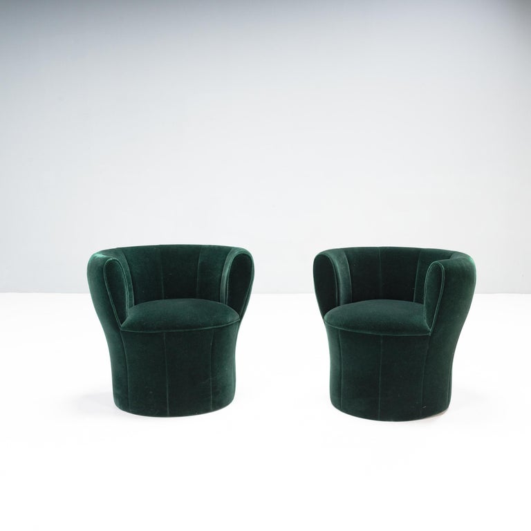 Driade by Laudani and Romanelli Dark Green Velvet Lisa Chairs, Set of 2 ...