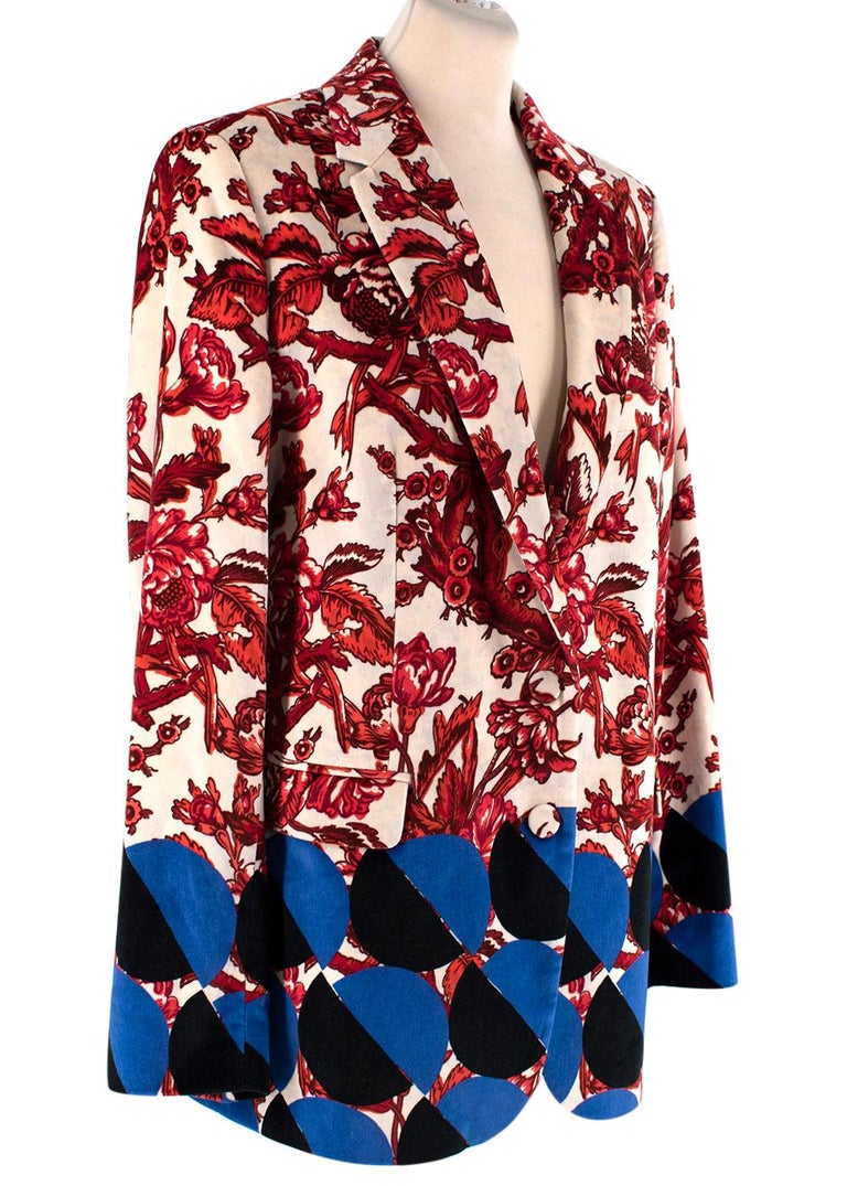 Dries Van Noten Blest Floral Circle Printed Blazer - US 10 at 1stDibs