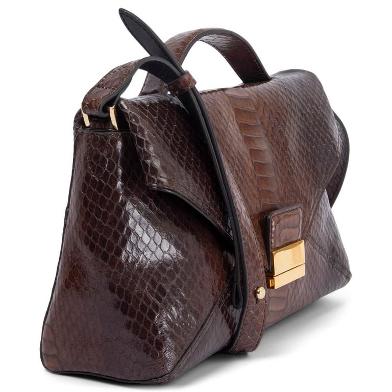 DRIES VAN NOTEN gradient brown FAUX PYTHON TOP HANDLE Crossbody Bag at ...