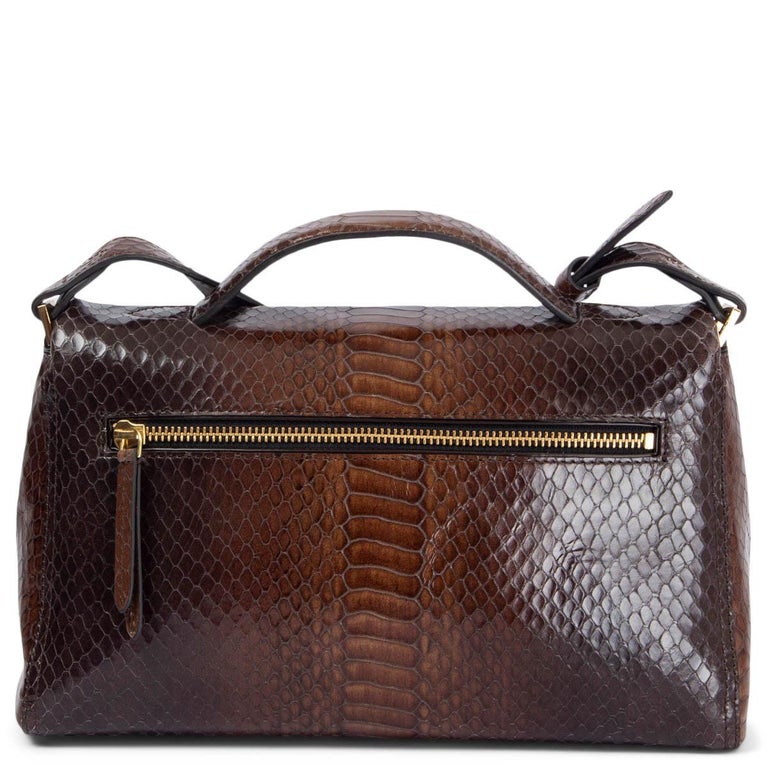 DRIES VAN NOTEN gradient brown FAUX PYTHON TOP HANDLE Crossbody Bag at ...